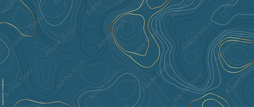 Abstract line art blue background vector. Mountain topographic map ...