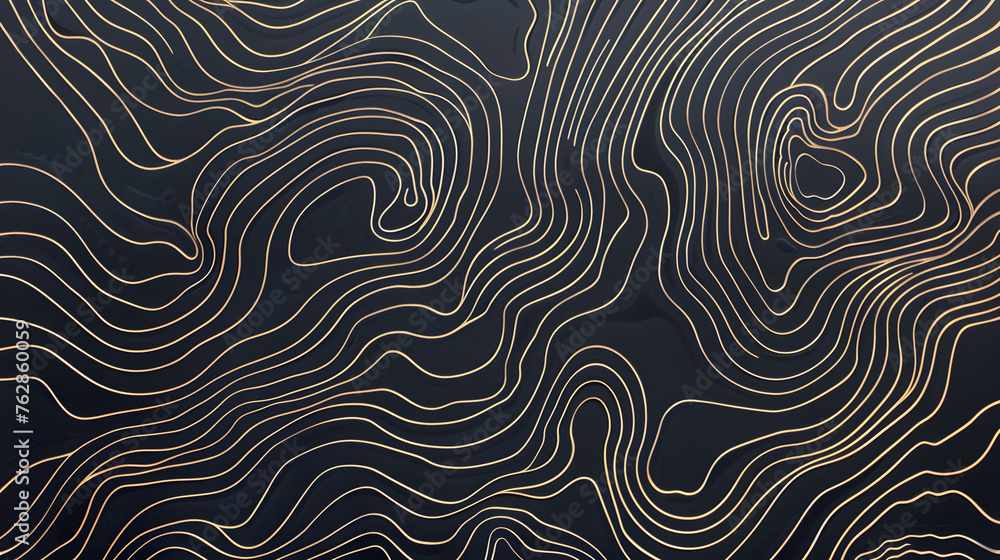 Abstract topographic lines pattern on a black background. Contour map ...
