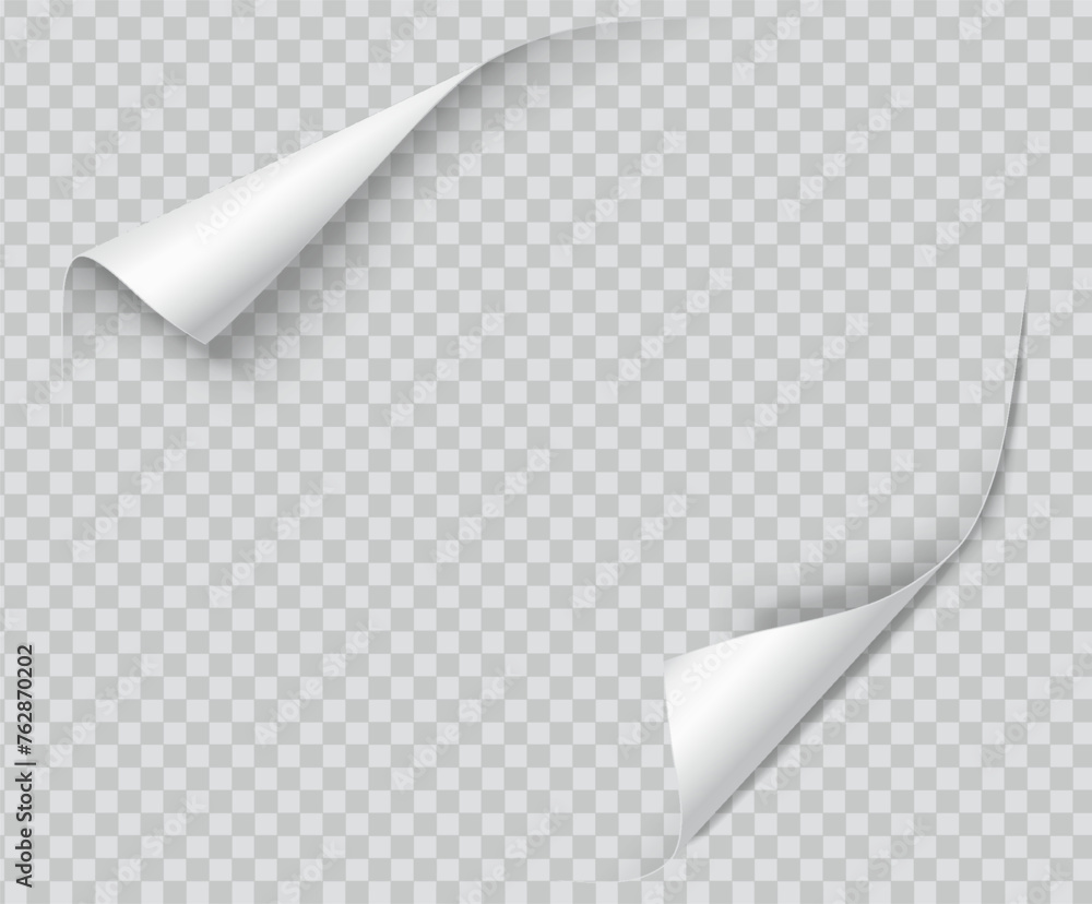 Paper with bent diagonal corners realistic vector illustration. Banner ...