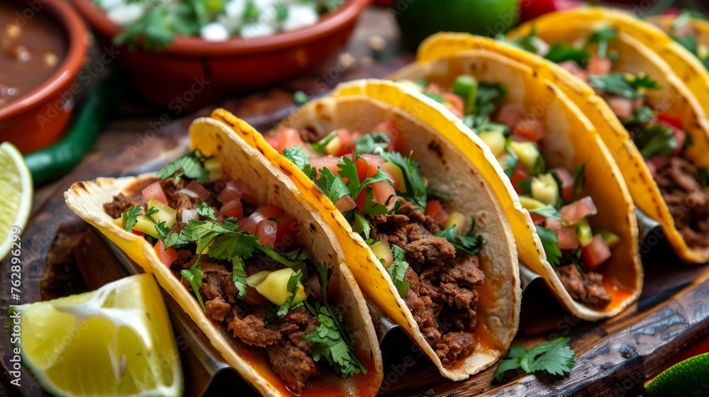 Taco a delicious Mexican delicacy. Mexican tacos a quintessential part ...