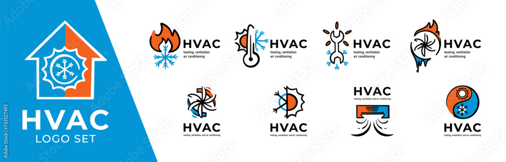 Vector logos for heating, cooling and air conditioning systems Stock ...