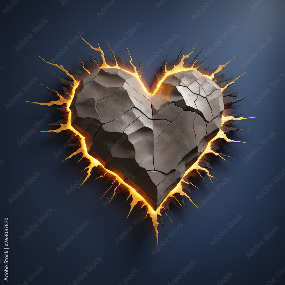 Sparking crack stone heart background, lightning electricity theme ...