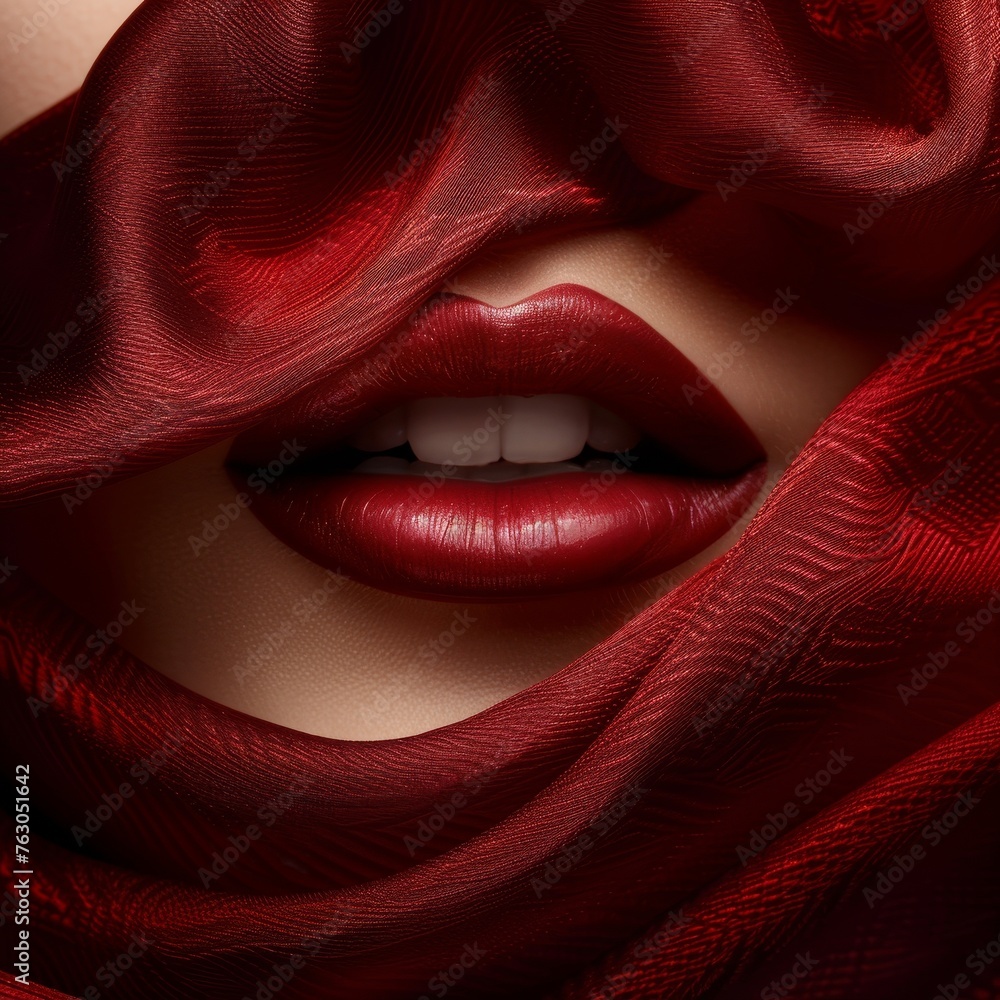 A provocative and elegant portrayal of luscious lips concealed by sheer ...