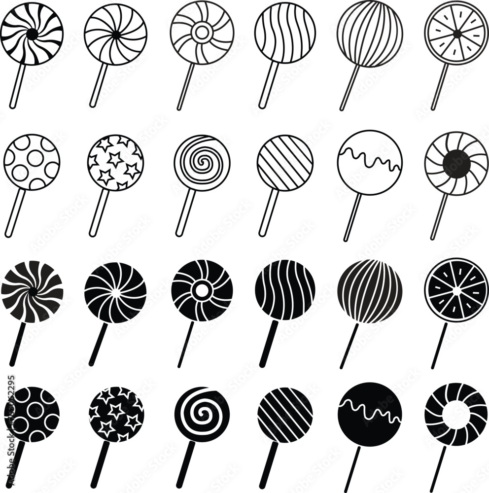 Set of Lollipop icons in flat styles editable stock. Candy illustration ...