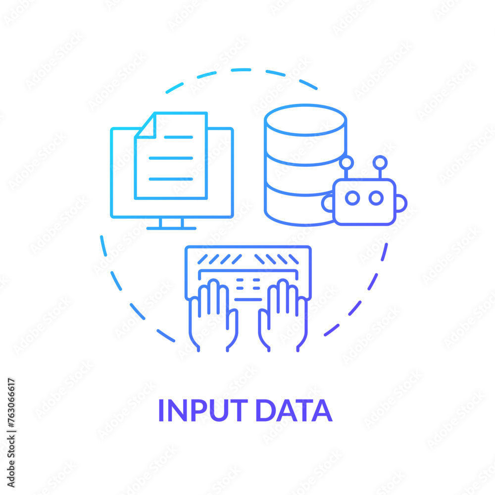 Input data blue gradient concept icon. Key element of prompt. Specific ...