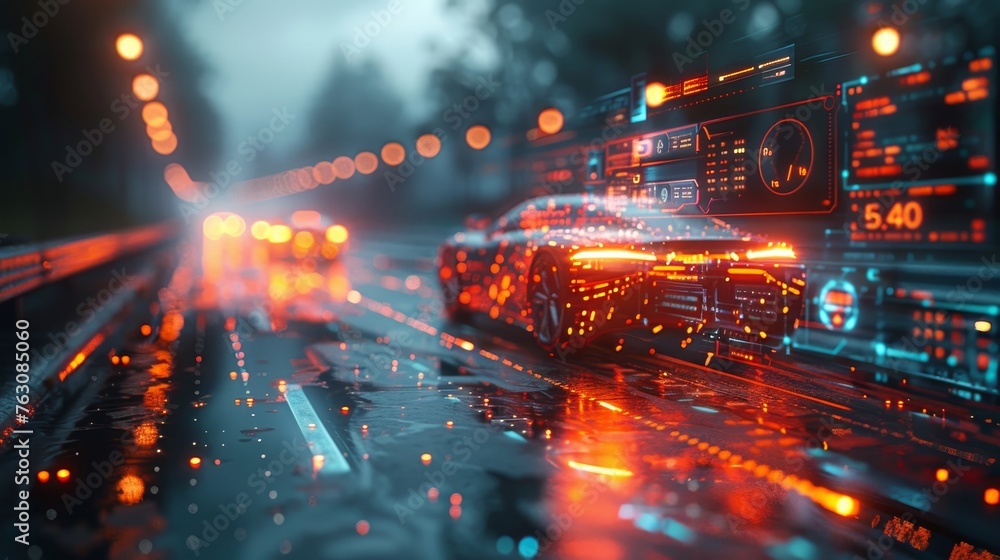 Vehicle and GUI for future vehicles. Intelligent cars. Connected cars ...