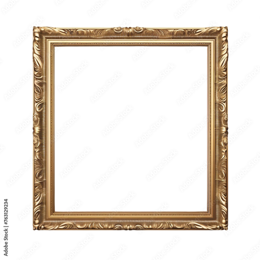 Vintage Baroque Square Gold Frame isolated on transparent background ...