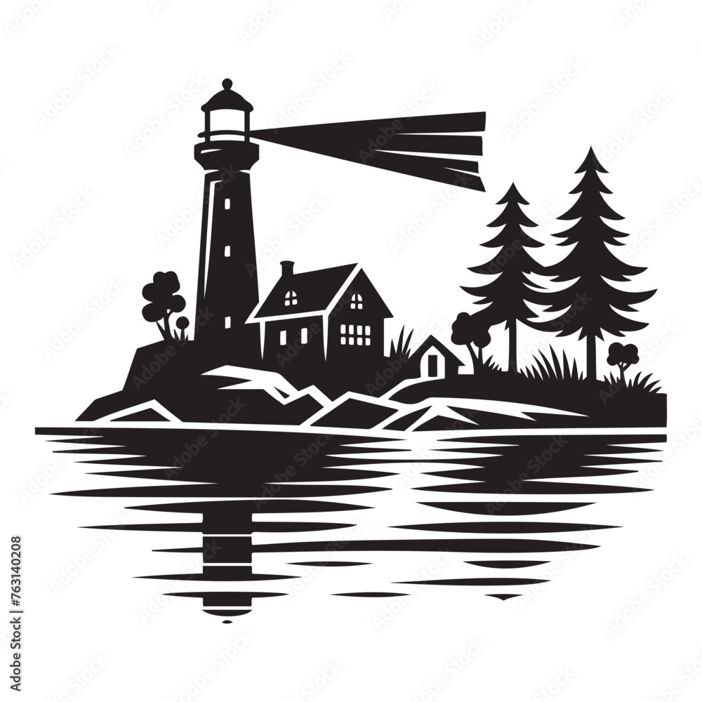 Lighthouse Vector, Lighthouse Silhouette for laser cutting, and ...