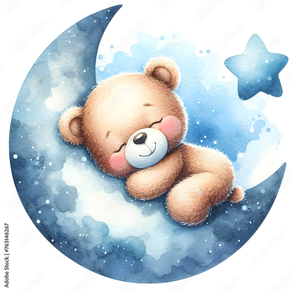 Baby Blue Watercolor Teddy Bear Clipart, Cute Teddy Bears Boy Baby ...