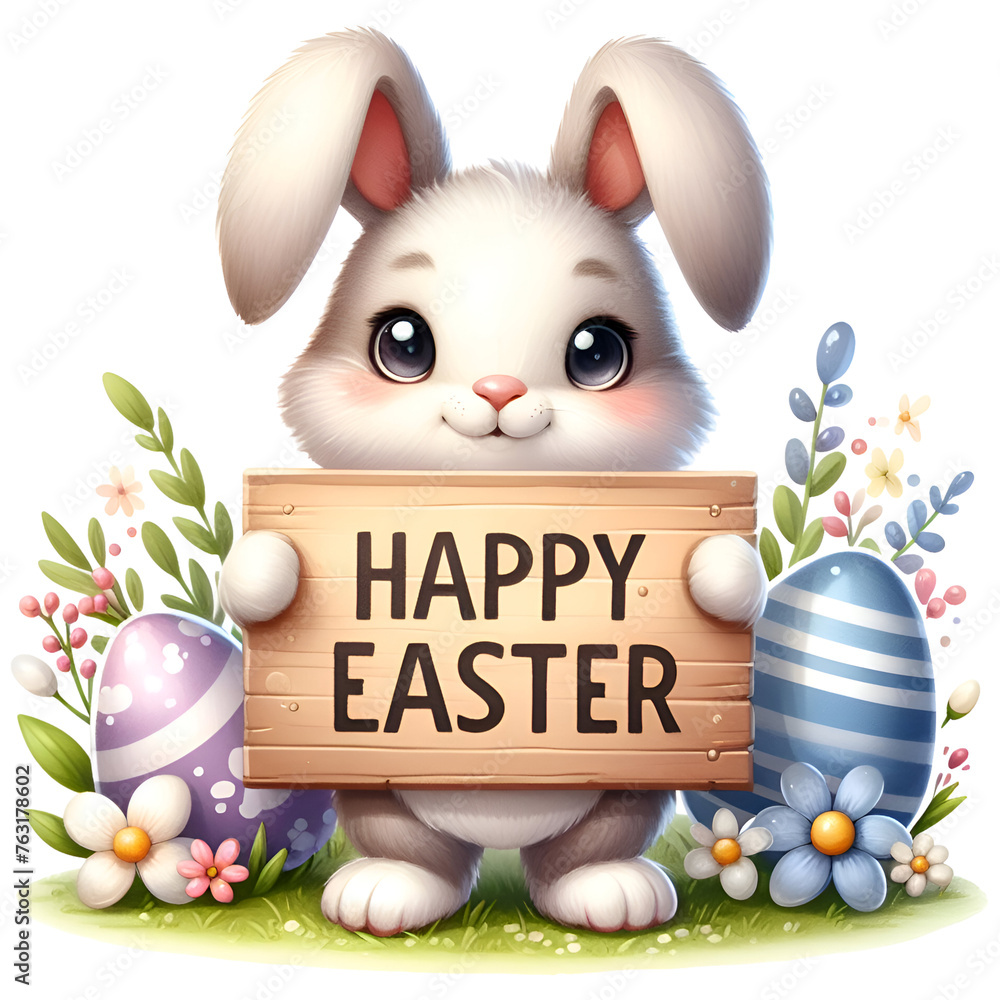 Kawaii Easter Clipart Bundle Cute boho Printable Easter bunny Chick ...