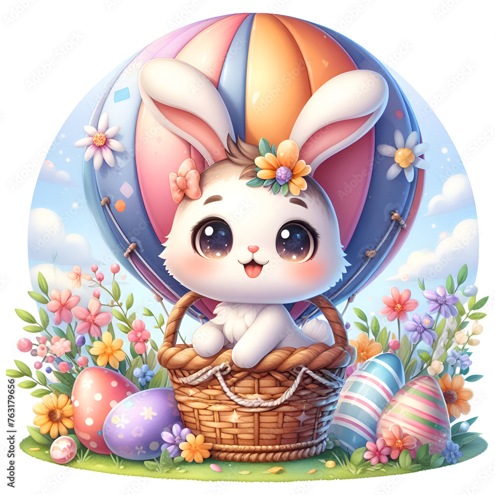 Kawaii Easter Clipart Bundle Cute boho Printable Easter bunny Chick ...