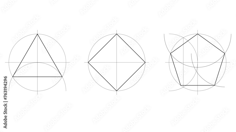 geometry lesson, technical geometric construction of a equilateral ...