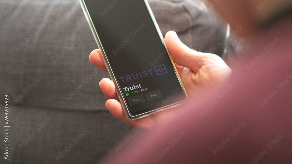 January 15th 2024. The logo of Truist on the screen of an exchange ...
