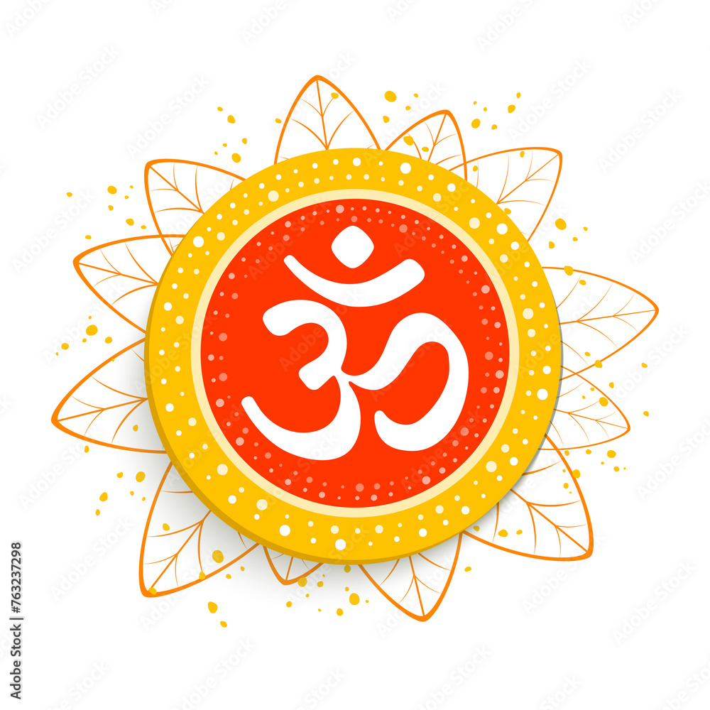 Om or Aum Indian sacred sound. The symbol of the divine triad of Brahma ...