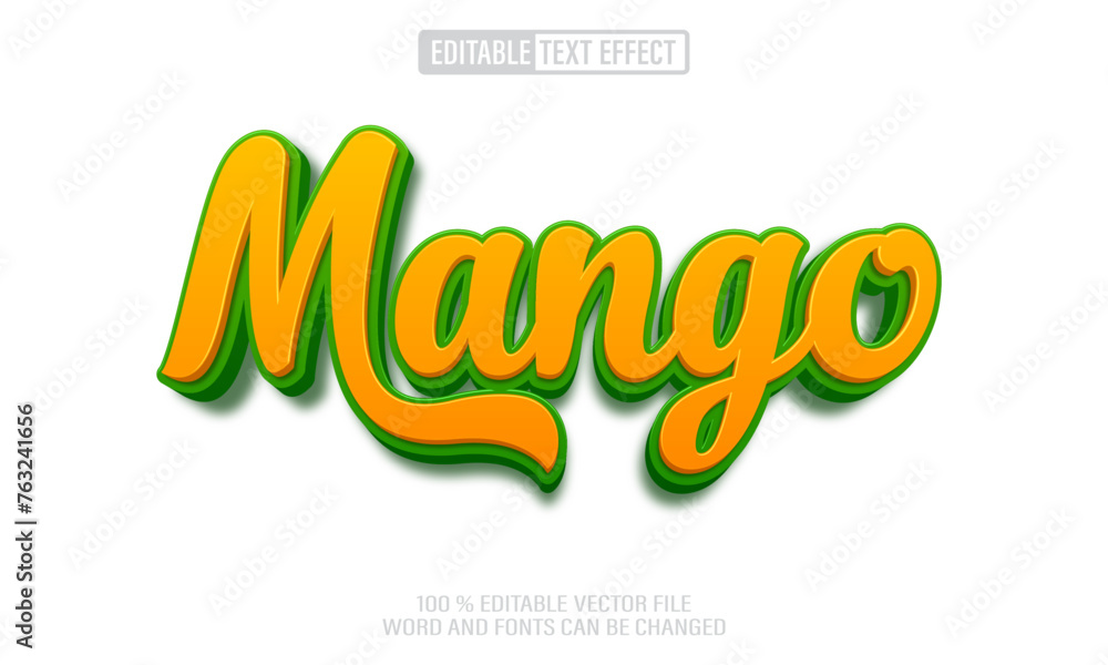 Editable 3d text style effect - Mango text effect Template Stock Vector | Adobe Stock
