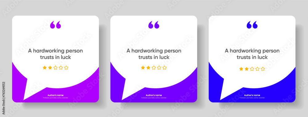 3D bubble testimonial banner, quote, infographic. Social media post ...