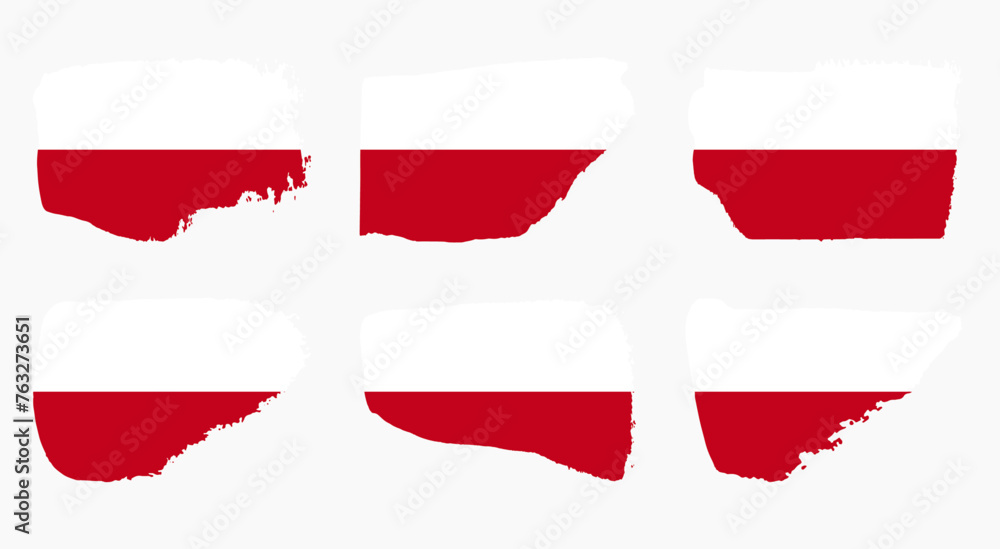Poland flag collection with palette knife paint brush strokes grunge ...