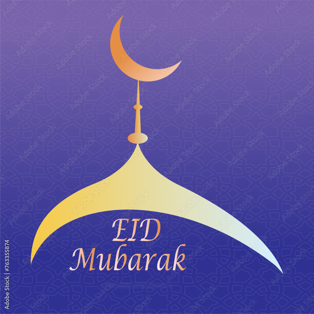 Beautiful And simple Blue Islamic Background With temple, moon and Eid ...
