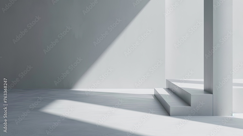 Abstract image of an empty white room made in a flat style, minimalism ...