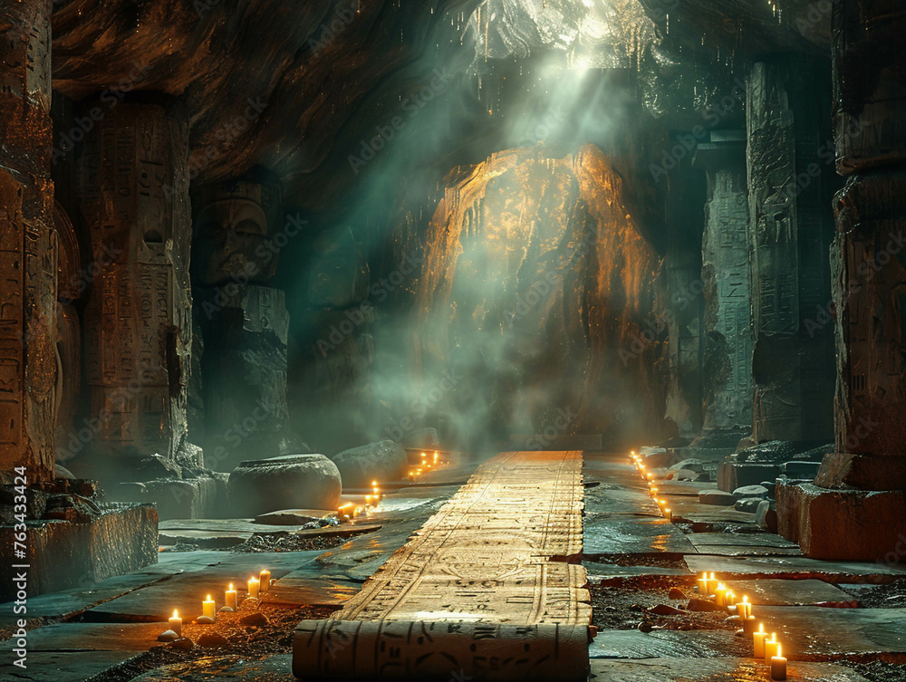 Ancient Scribe, Papyrus Scroll, Keeper of Knowledge, illuminating a ...