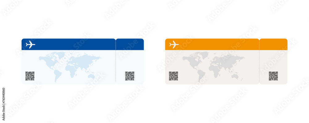Boarding pass ticket template illustration with blank space and QR code ...