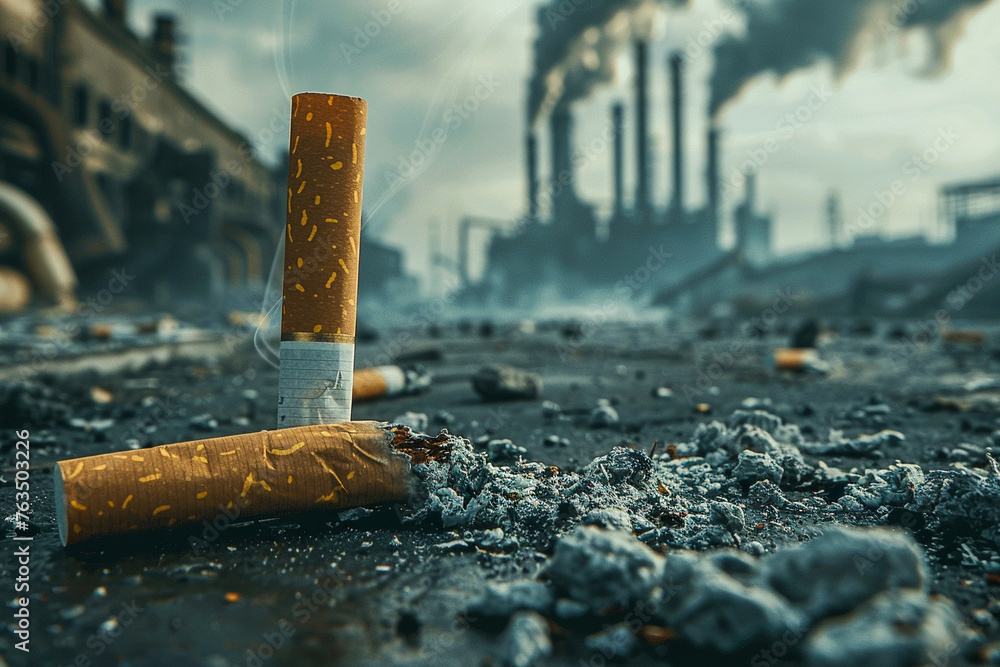the remnants of factories belch out their last, a cigarette is crushed ...