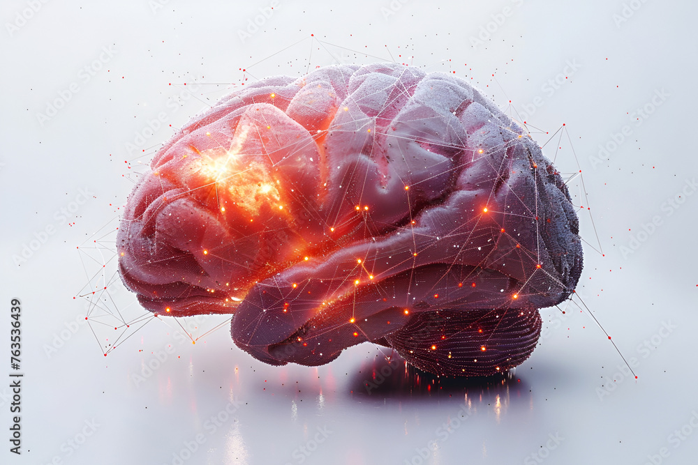 Translucent brain abstraction of futuristic medicine showing chip ...