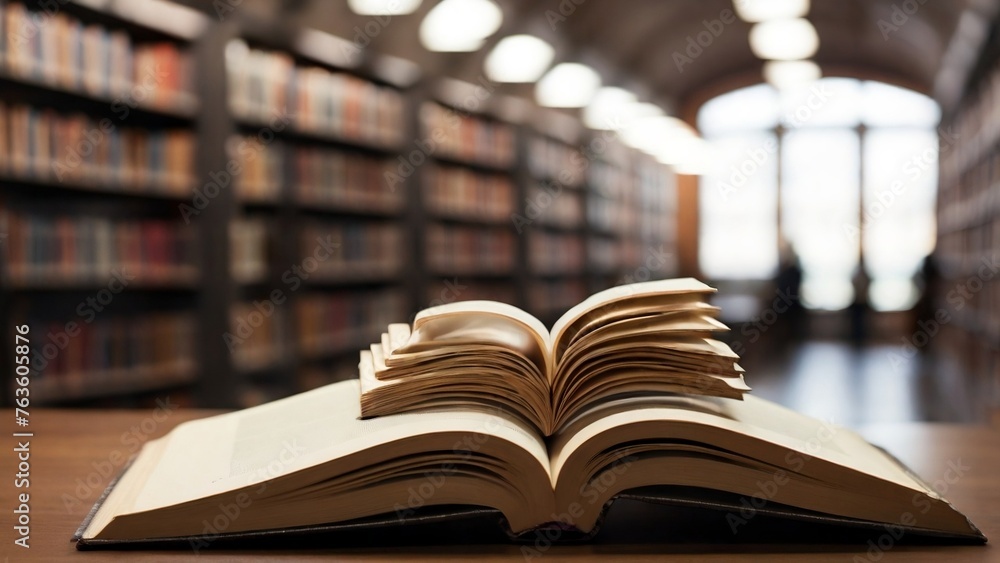open book in library with blur bookshelf in background World Book Day ...