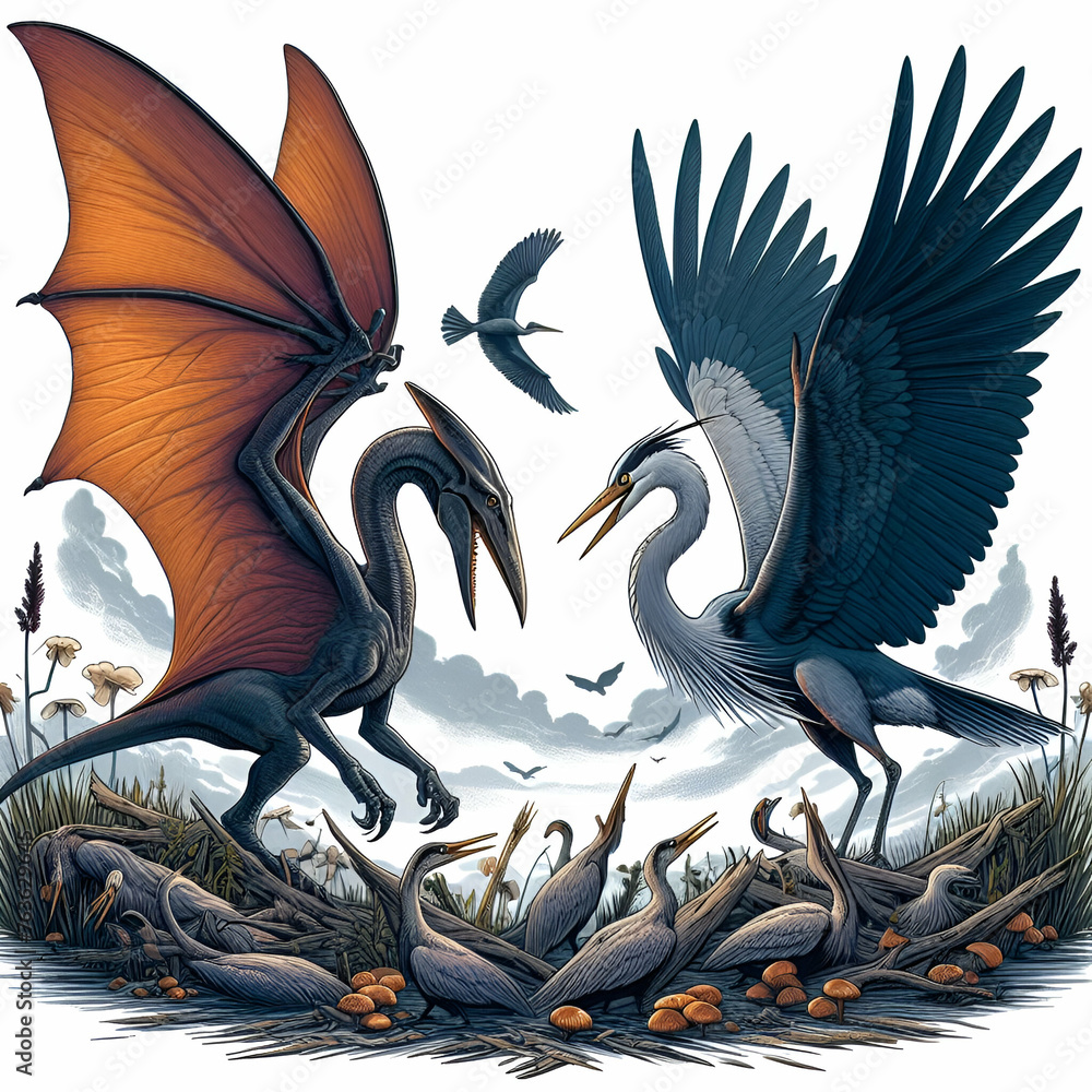 Cartoon of a Dangerous Jurassic Pteranodon Pterodactyl Flying Dinosaur ...