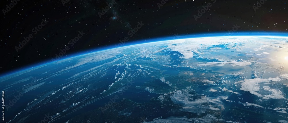 A Stunning image of the Earths curvature highlighting the thin blue ...