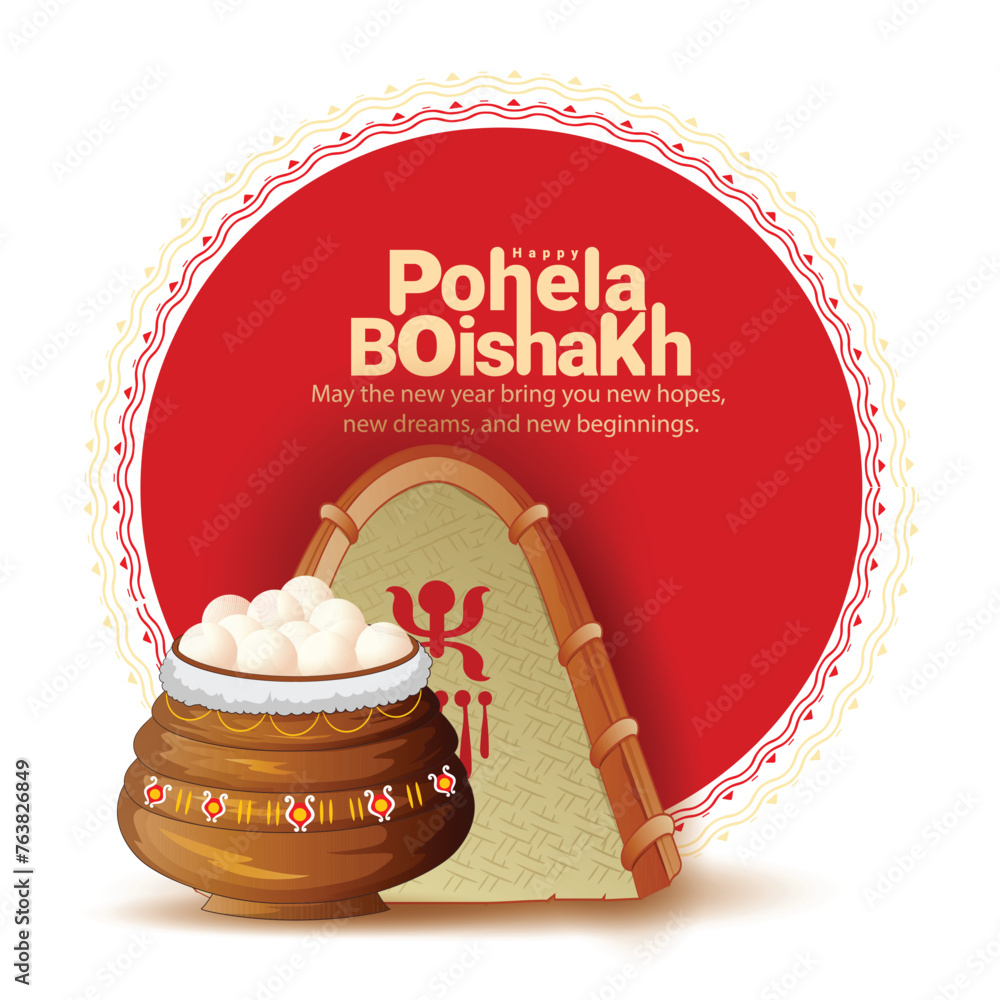 vector illustration of Bengali New Year,subho noboborsho with creative ...