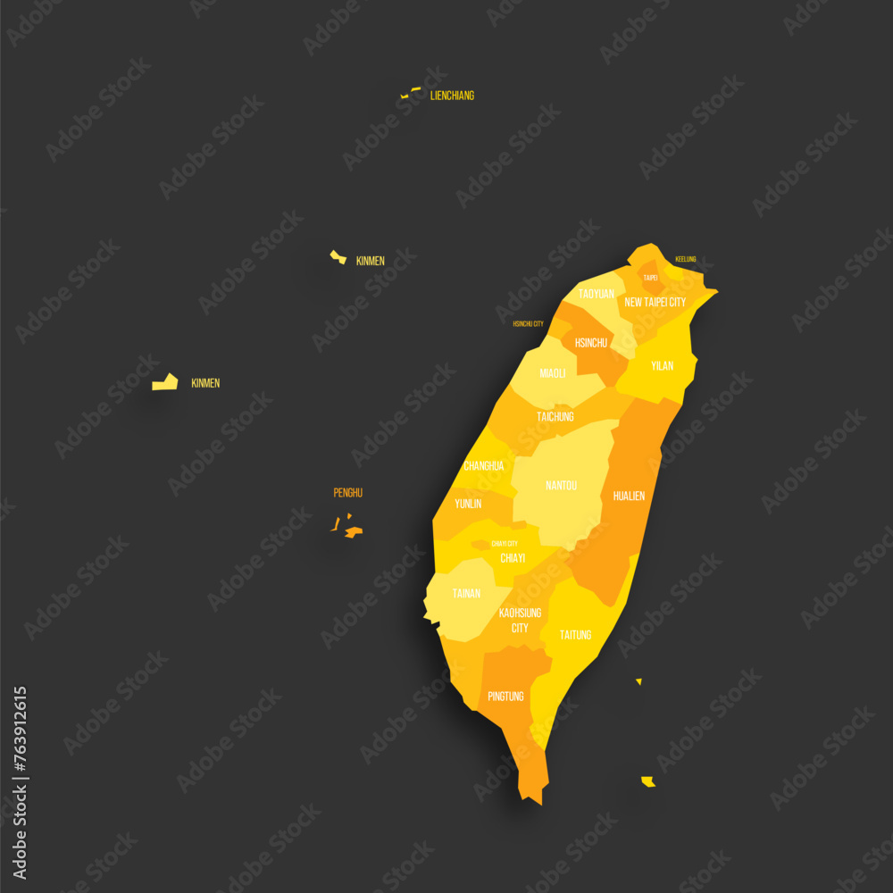 Taiwan political map of administrative divisions - provinces and ...