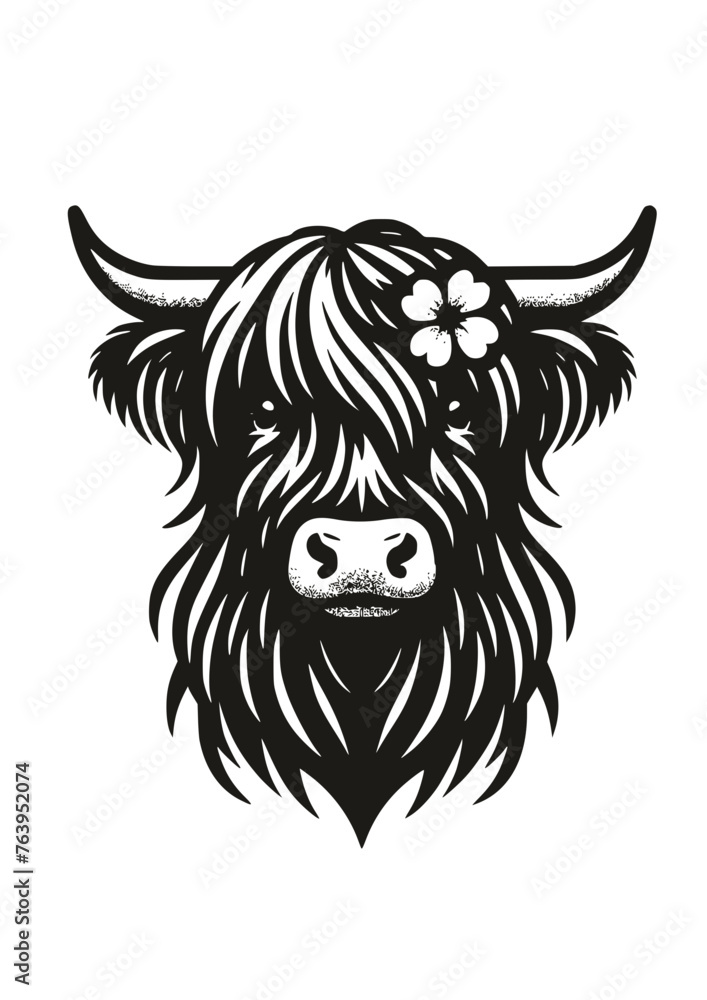 Highland cow Head SVG, Highland cow Flowers, Highland cow Face ...