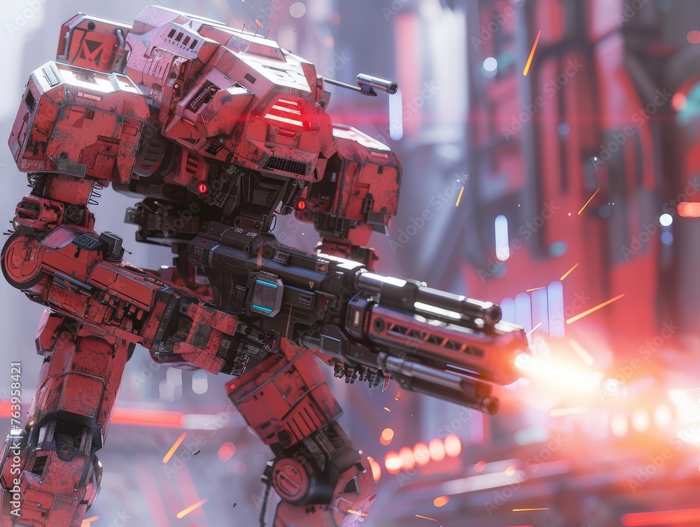 Combat robots in a futuristic arena showcasing advanced AI and weaponry ...