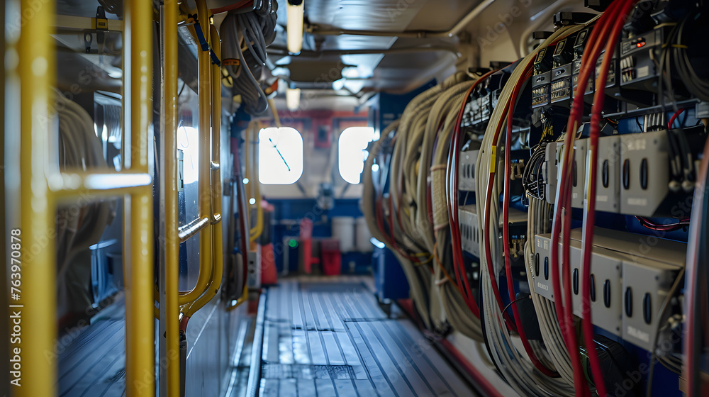 cable tracing onboard installation, edmonton ferry boat building Stock ...