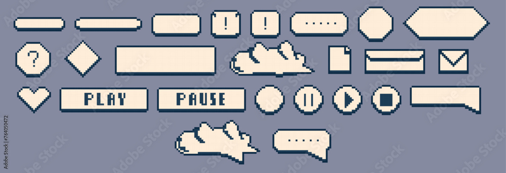 Pixel Art Speech Boxes, Dialogue Boxes Assets for retro Games, speech ...