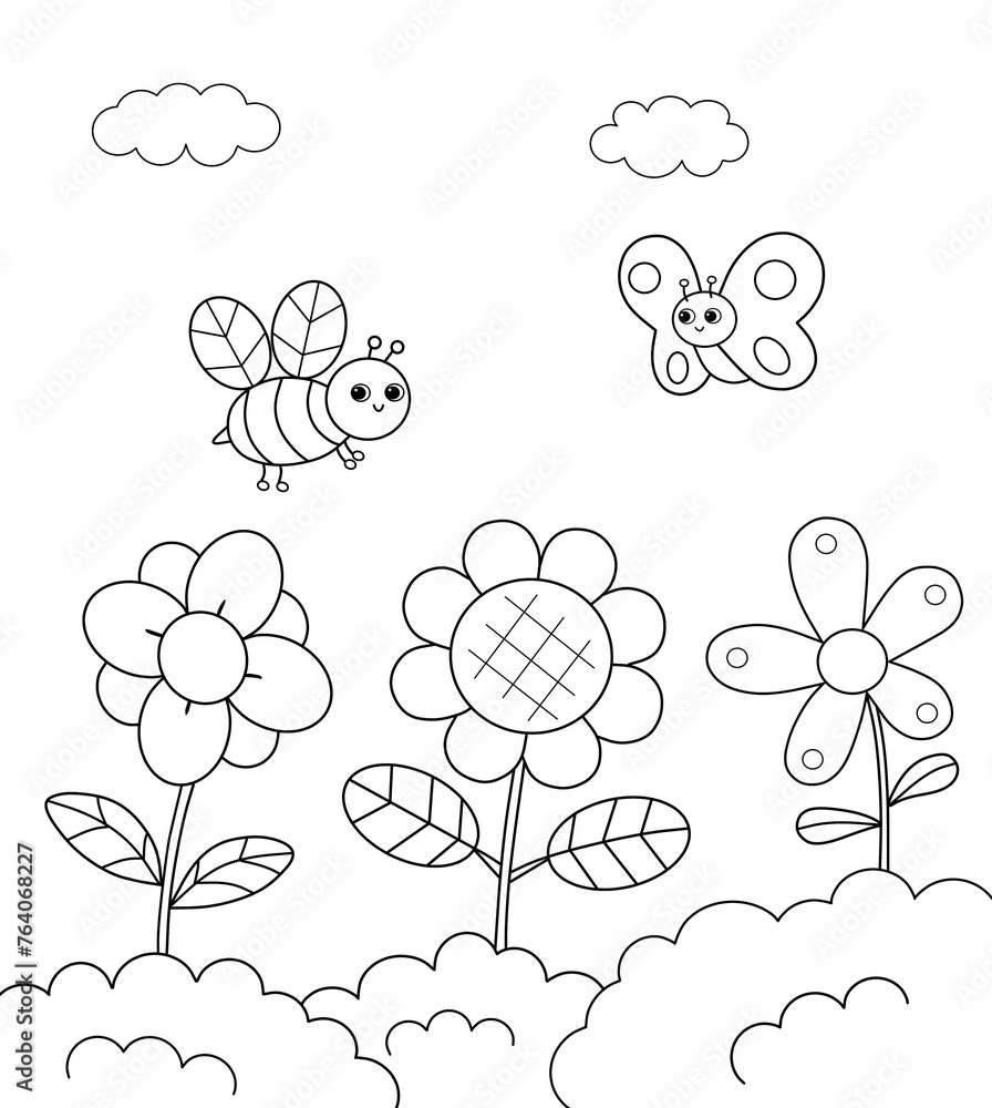 Spring coloring page for kids. Painting for kindergarten and elementary ...
