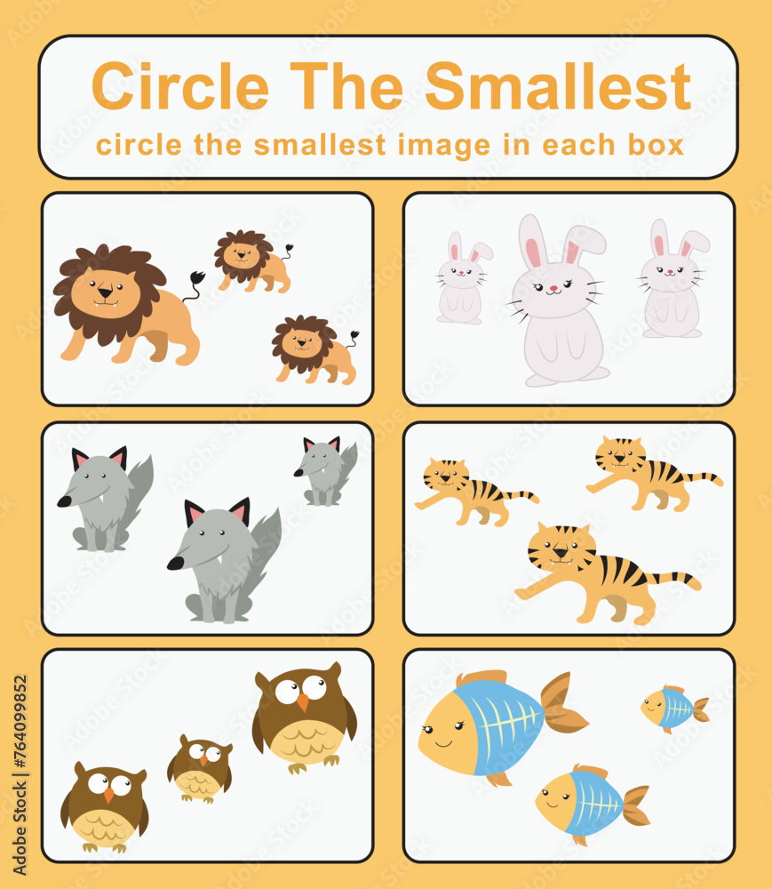 Circle the smallest worksheet. Learning about comparison. Printable ...