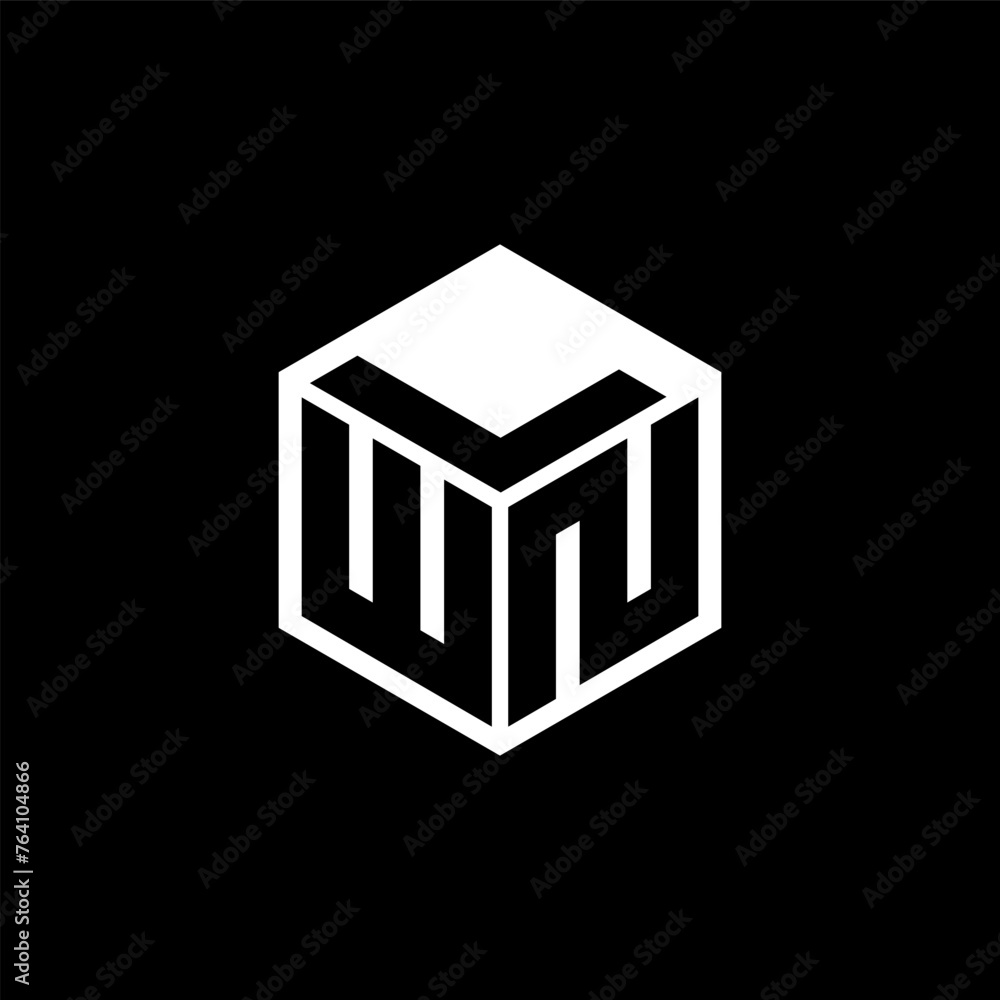 WNL letter logo design with black background in illustrator, cube logo ...