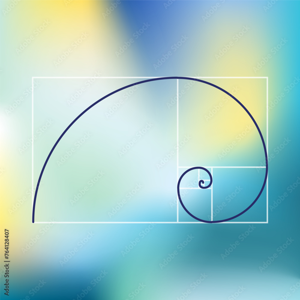 Perfect ratio proportion, golden spiral, Fibonacci sequence, abstract ...
