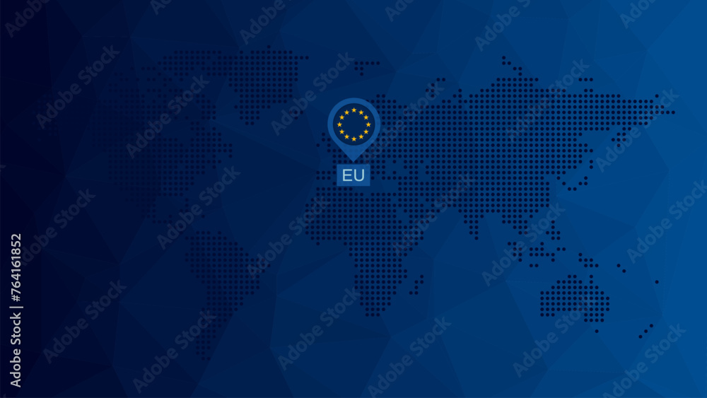 European Union, EU flag map pin icon. Vector dotted world symbol ...