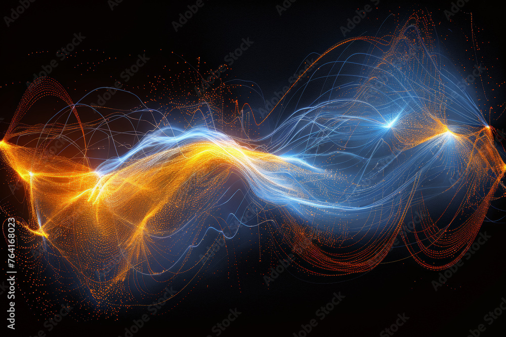 Complexity of big data in fintech, using a palette of dynamic colors to illustrate the ...