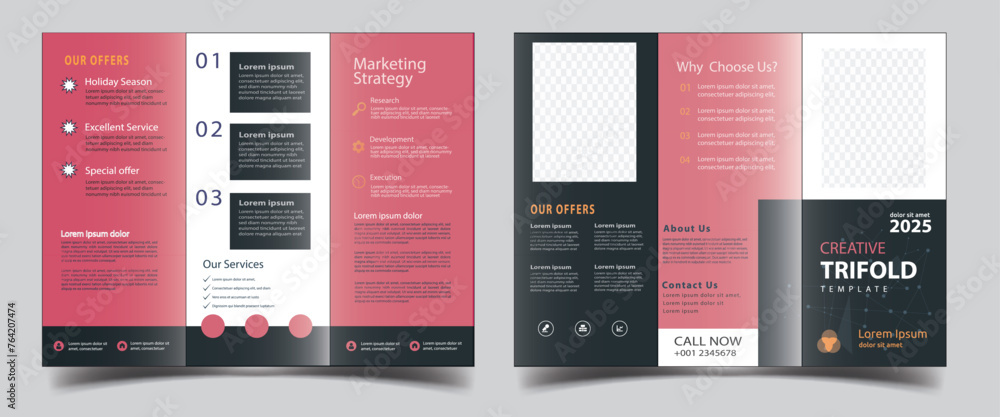 Tri fold Business Brochure Template Layout. Corporate Design Leaflet ...