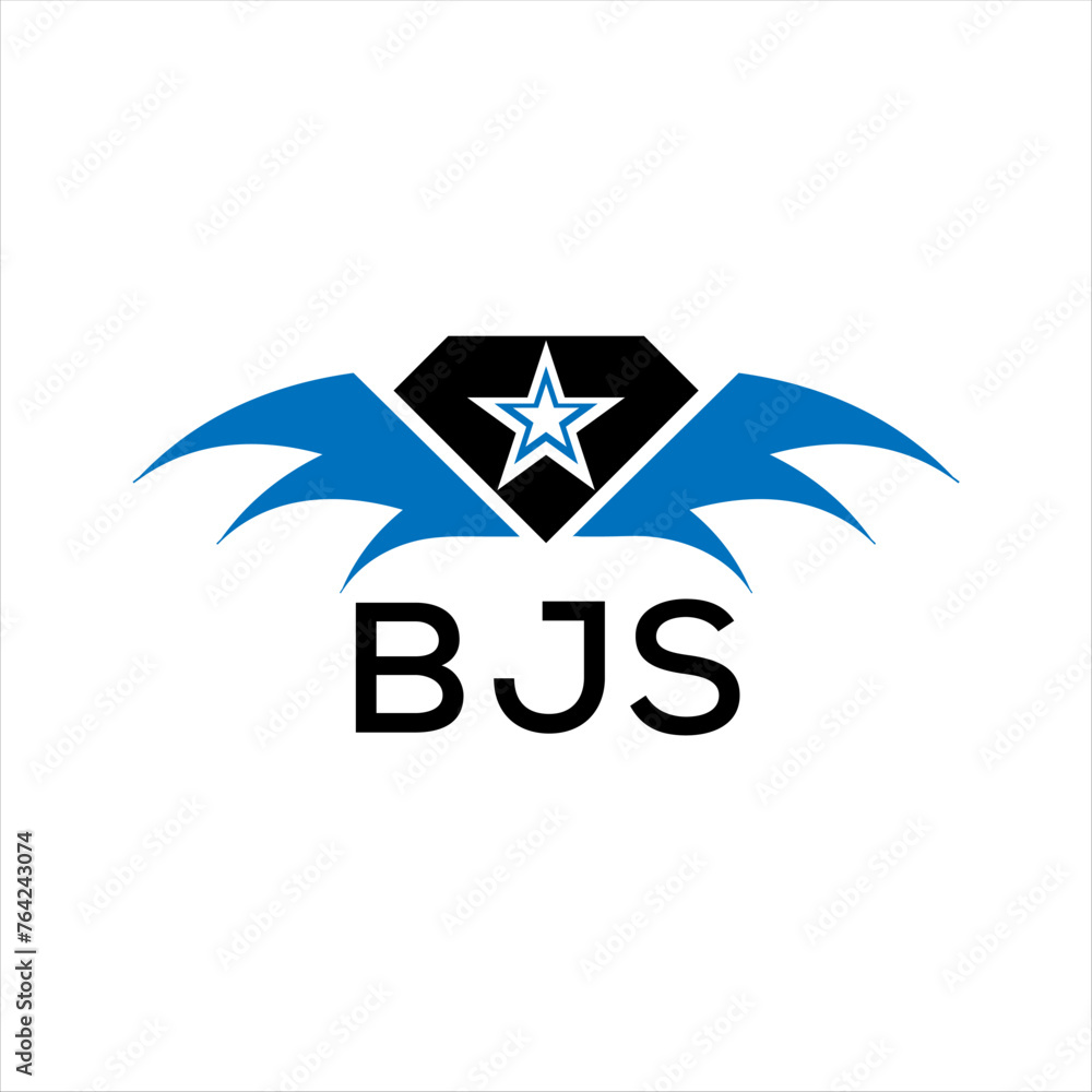 BJS letter logo. technology icon blue image on white background. BJS ...