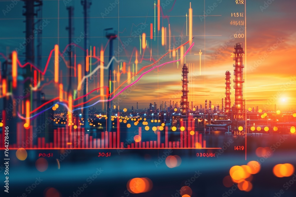 An oil refinery with its structures and equipment against the backdrop ...