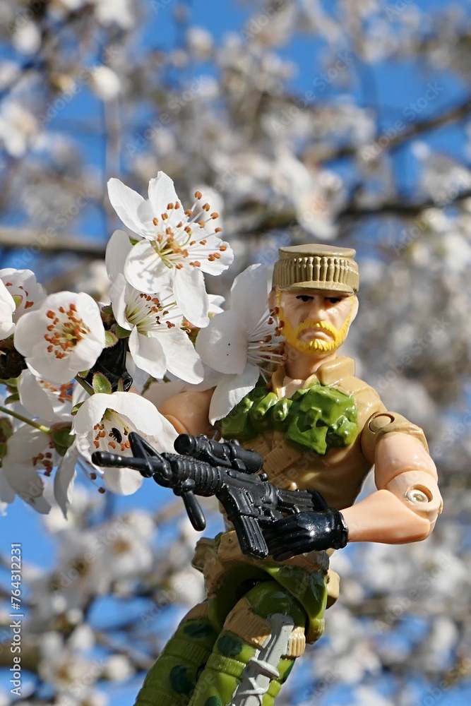 GI Joe figure of Rock N Roll, Hasbro figure from 1989, holding spring ...