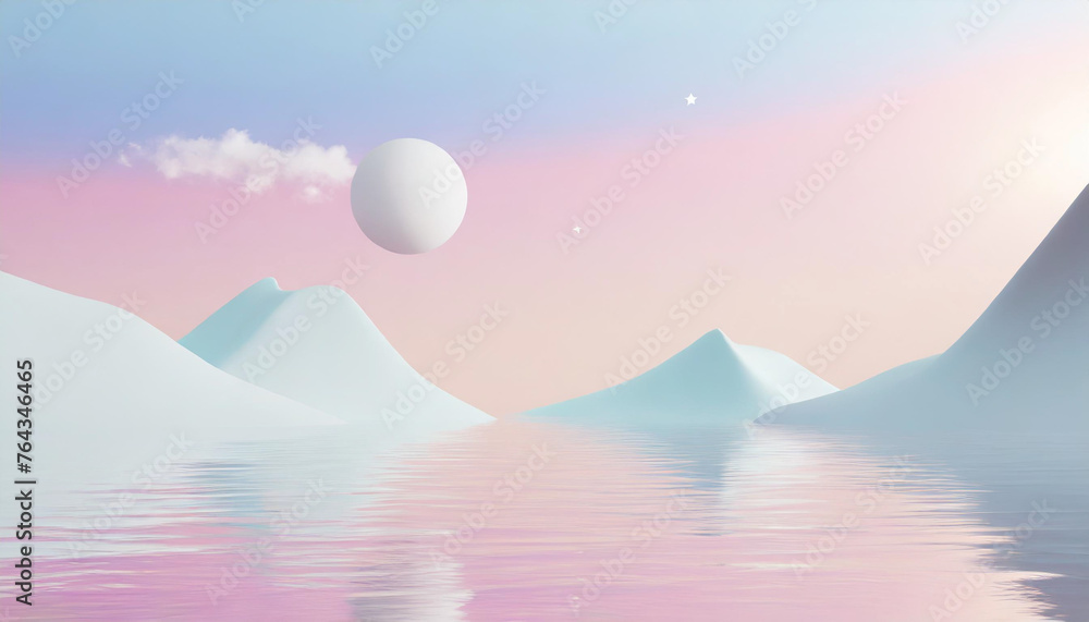 3d render modern abstract minimalist background water in the middle of ...