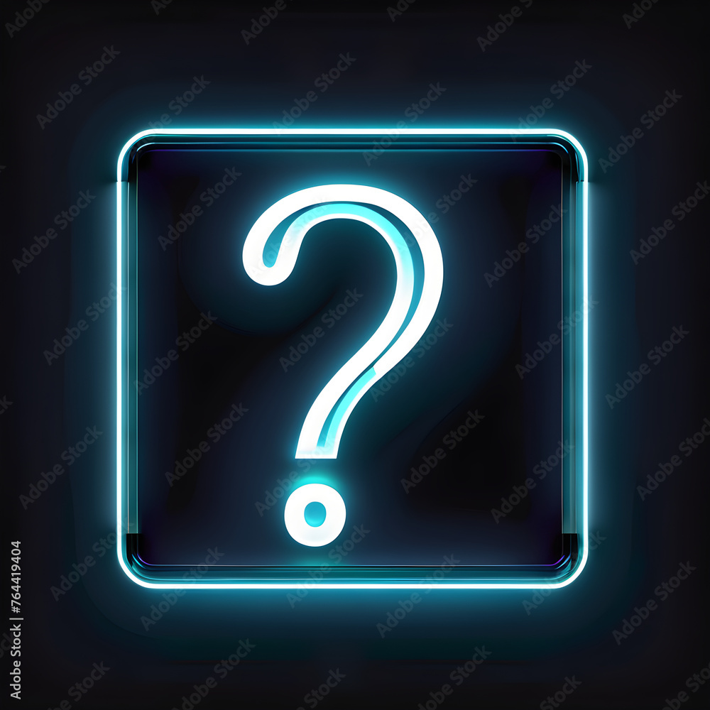 Neon Question Mark Icon: Illuminated Symbol for Inquiries(Generative AI ...