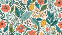 Floral Wallpaper Colorful Pattern Free Stock Photo - Public Domain Pictures
