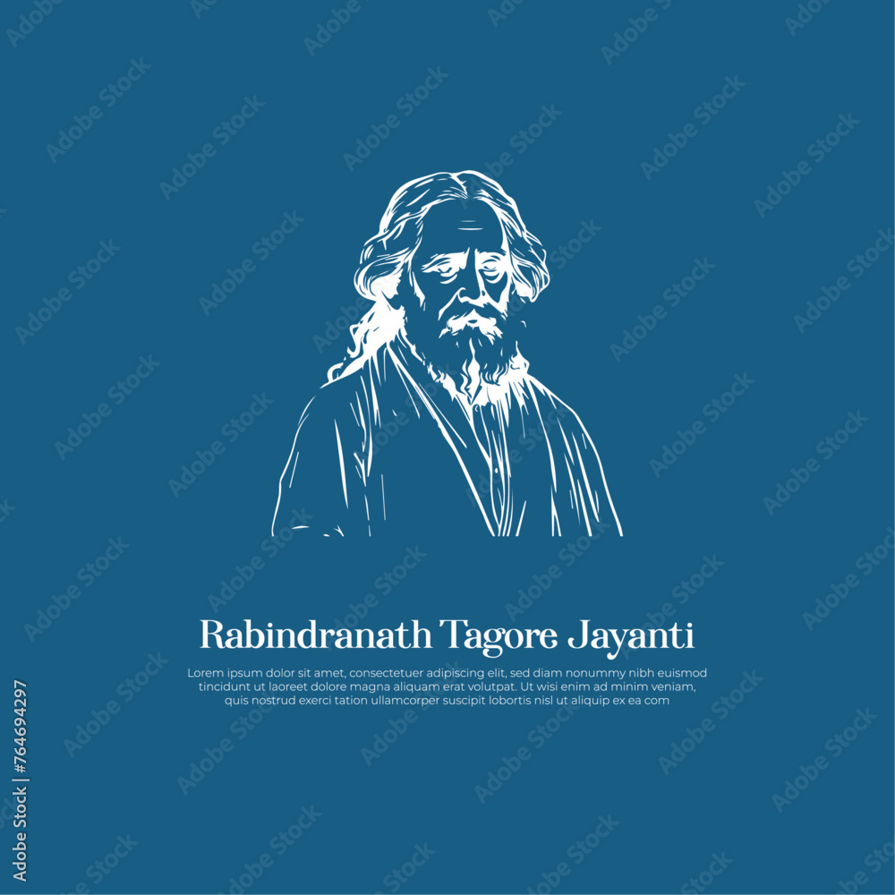 Minimal and creative Vector illustration of Happy Rabindranath Tagore ...